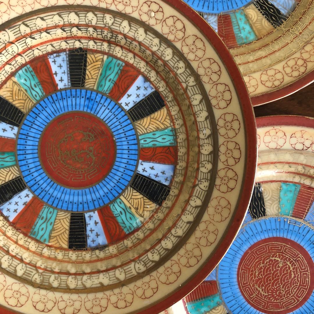 4 Vintage Chikaramachi 1000 Faces Porcelain China Dessert, Side Plates ...