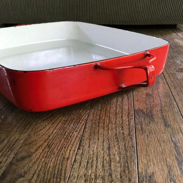 XL Dansk Red Enameled Roasting Pan Mid-Century Kobenstyle Enamelware ...