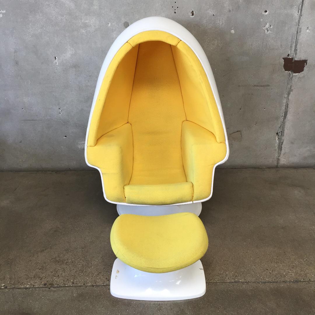 Yellow Alpha Egg Stereo Chair with Ottoman | Urban Americana | Long ...