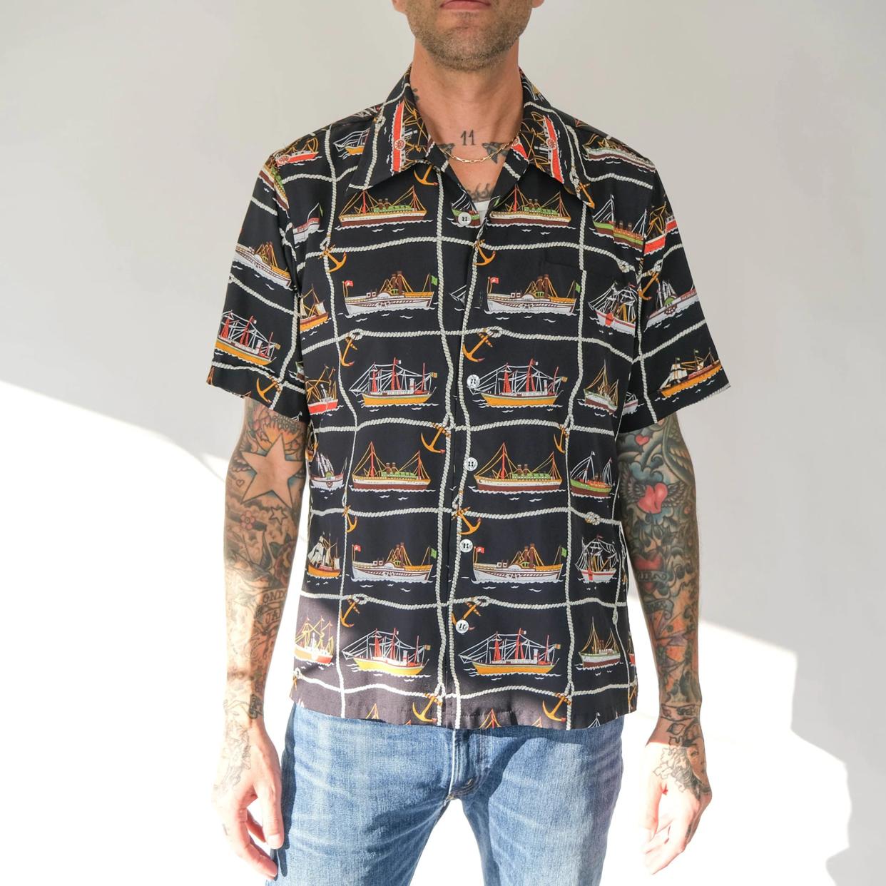 Vintage 70s Christian Dior Black Nautical Ship & Anchor | The Vault ...