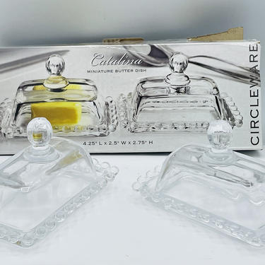 Circleware (2) Individual Covered Butter Dish And Lid Clear ...
