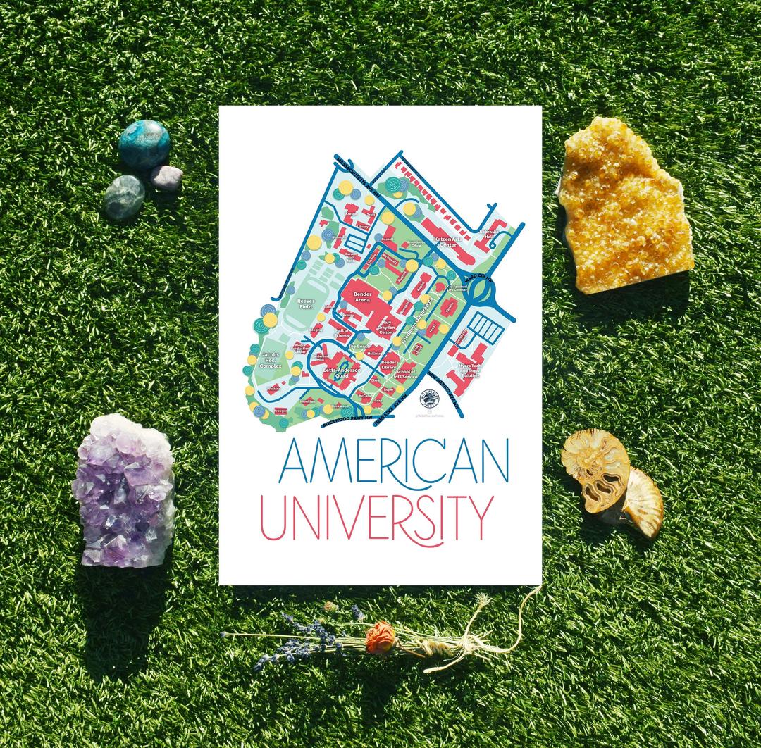American University campus map 11x17 inches Washington DC map | Wild ...