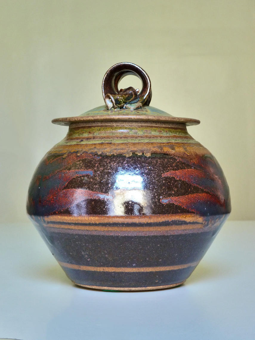 Vintage Studio Pottery Lidded Jar with Handbuilt Flower Petal Lid | Fly ...