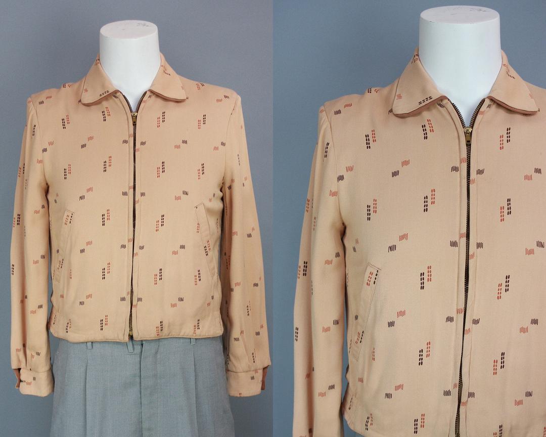 1950s REVERSIBLE Ricky Jacket | Vintage 50s Men's Light Brown Printed ...