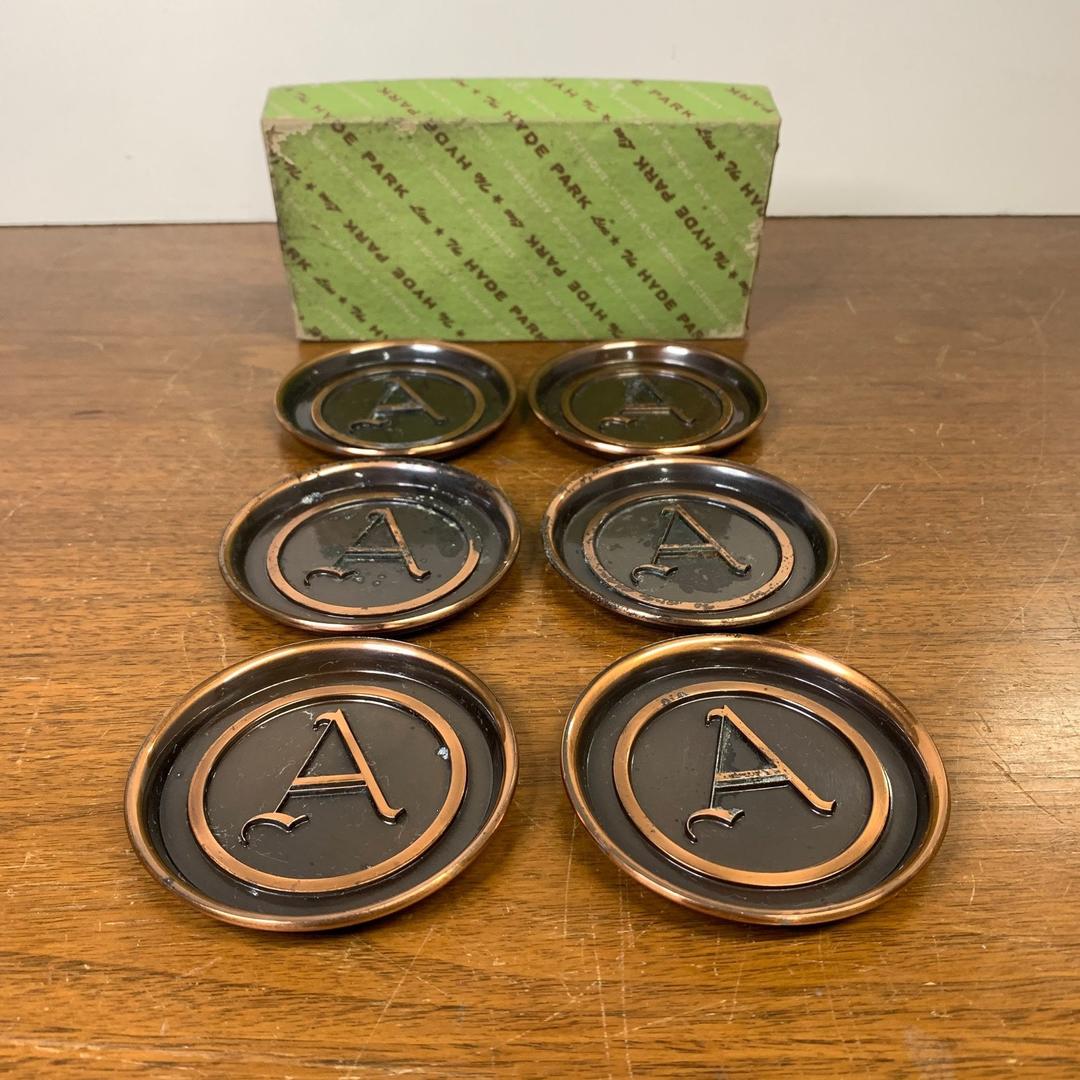 Vintage Hyde Park Two Tone Bronze Monogram A Coasters Set | Over the ...