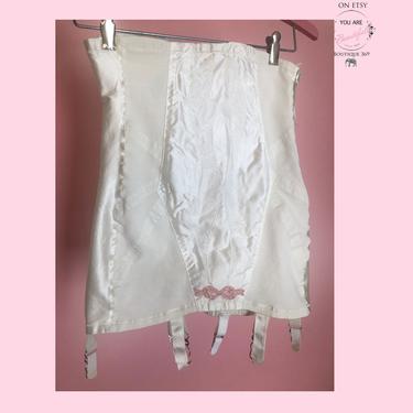 50's White GIRDLE - 6 Garters - Vintage Lingerie 1950's Satin ...
