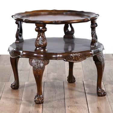 Chippendale Monopodium Foot Round End Table W Marquetry | Loveseat (Los ...