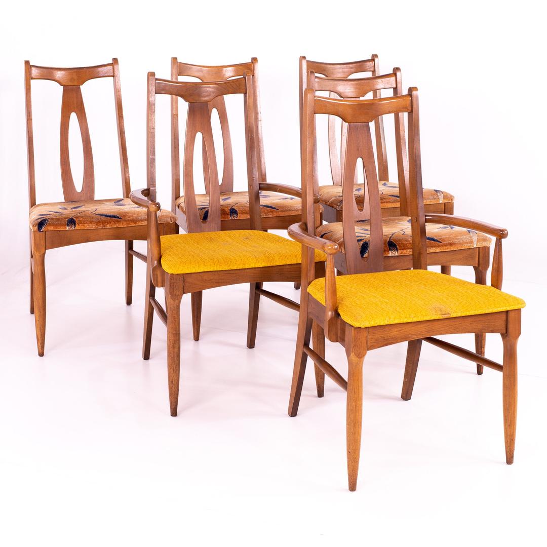Restored Garrison Bittersweet Mid Century Walnut Dining Chairs - Set ...
