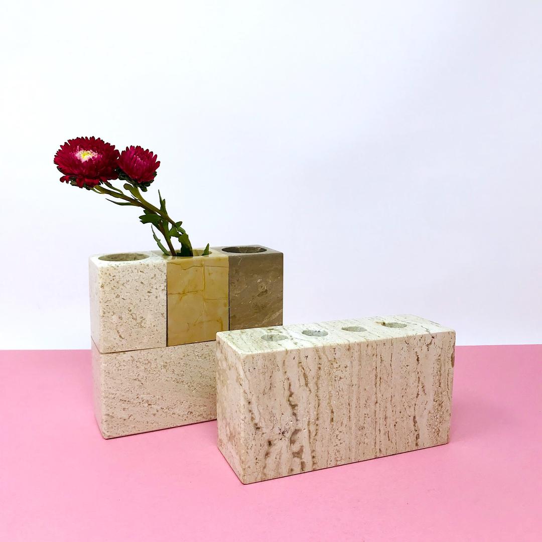 Vintage Travertine Bud Vase / Candle Holders | Odd Eye | East Village ...