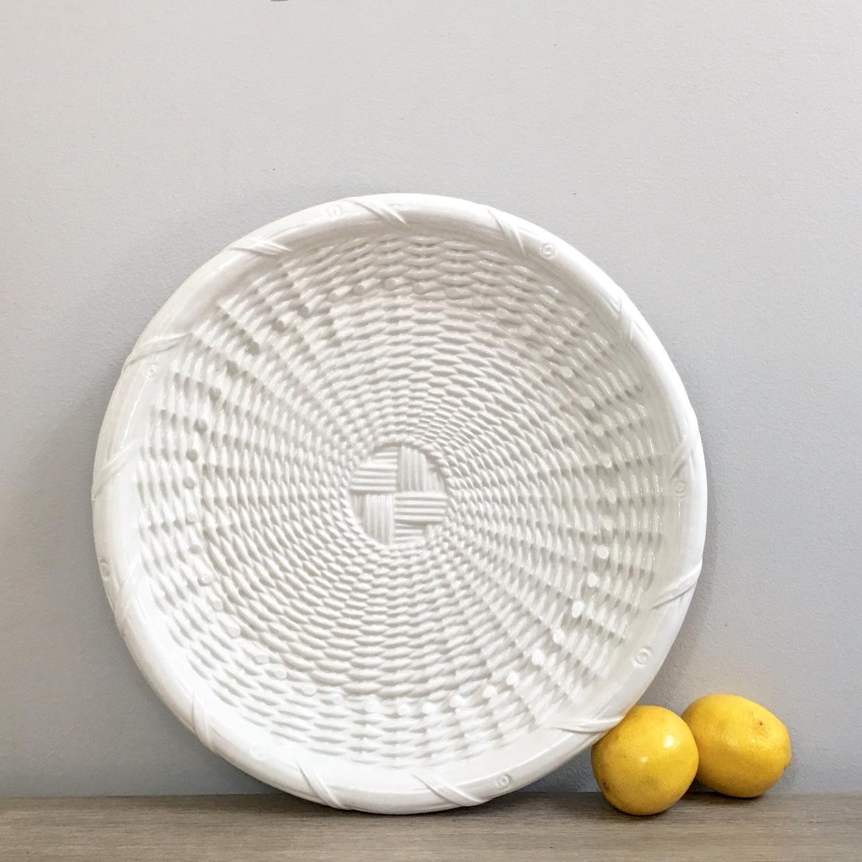 Vintage Tiffany & Co. Ceramic Serving Tray White Wicker | Mod Rendition ...