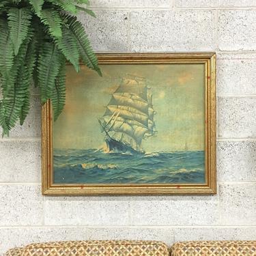Vintage Ship Lithograph Retro 1960s Large Size 32x26 | Retrospect ...