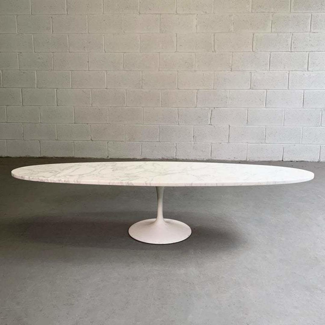 Mid Century Modern Oval Marble Tulip Base Coffee Table | cityFoundry ...