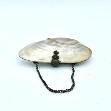 Antique Shell Purse, Victorian Edwardian Clamshell Change Purse with ...