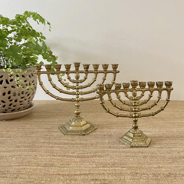 Vintage Menorahs -Brass Menorahs - Set of Two Petite Menorahs | Soulful ...