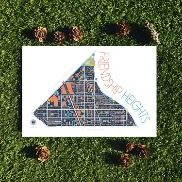 Friendship Heights Northwest Washington DC neighborhood map art | Wild ...