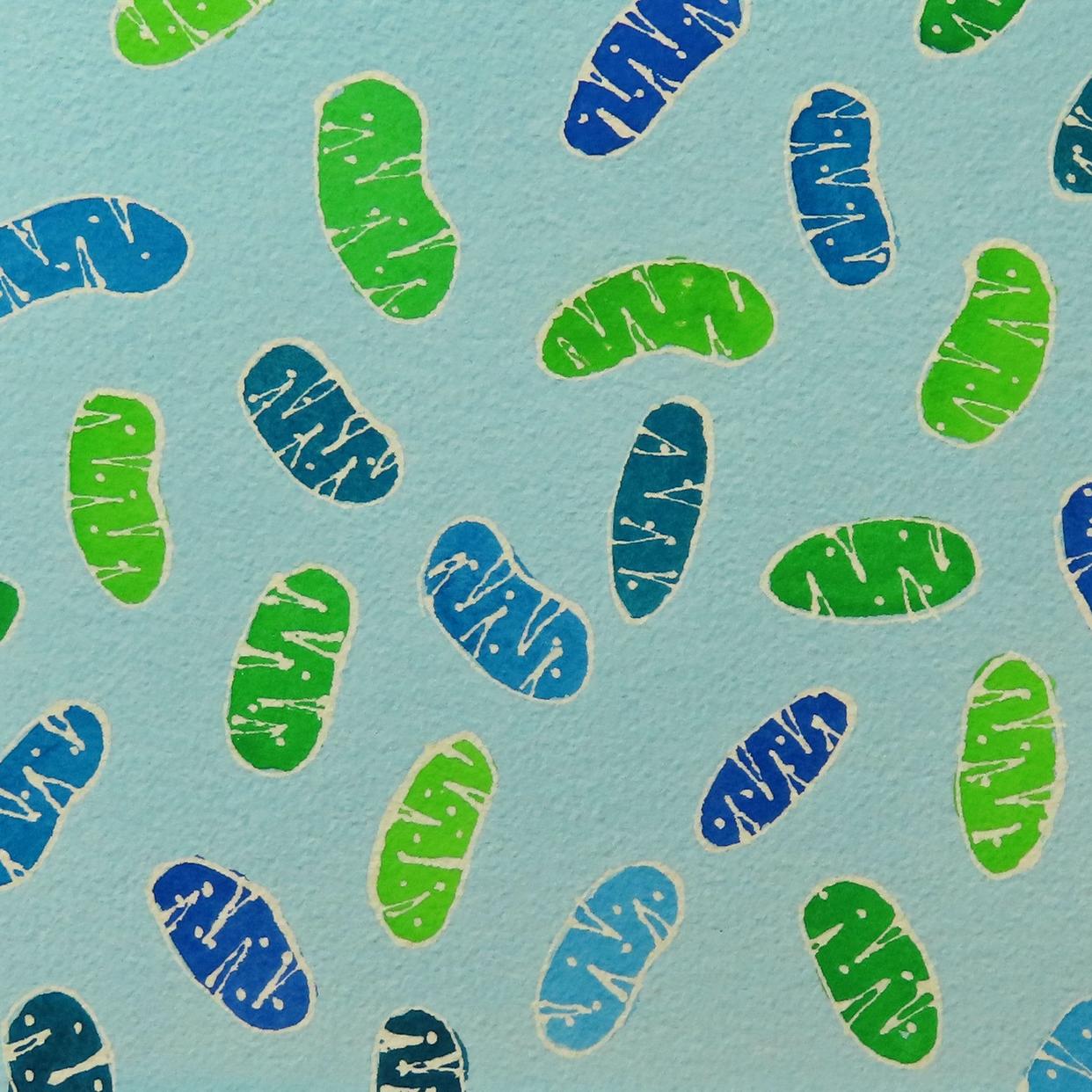Blue and Green Mitochondria - original watercolor painting | Artologica ...