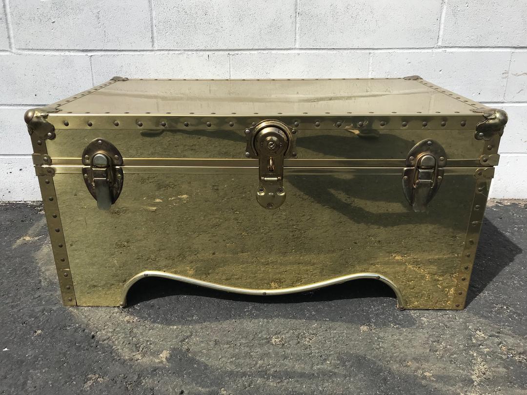 Gold Colored Trunk Storage Locker Chest Brass-like Regency Vintage ...