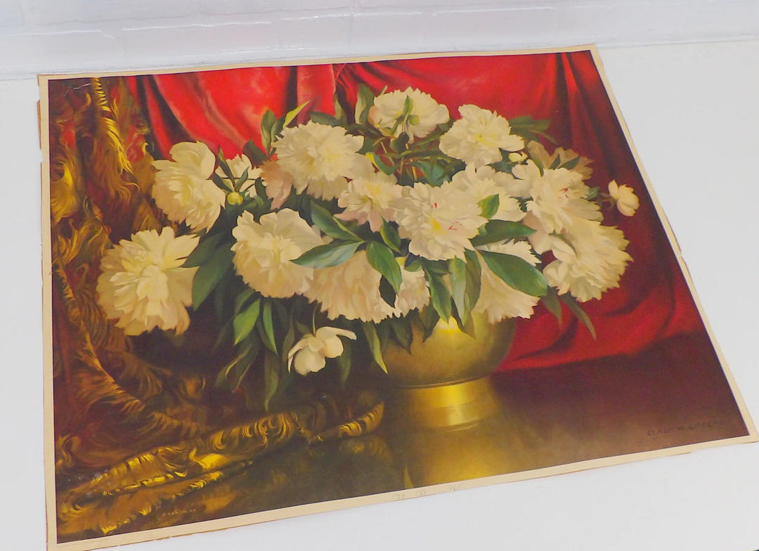 Elmer W. Green Lithograph Chrysanthemum's Original 1960's Era Print ...