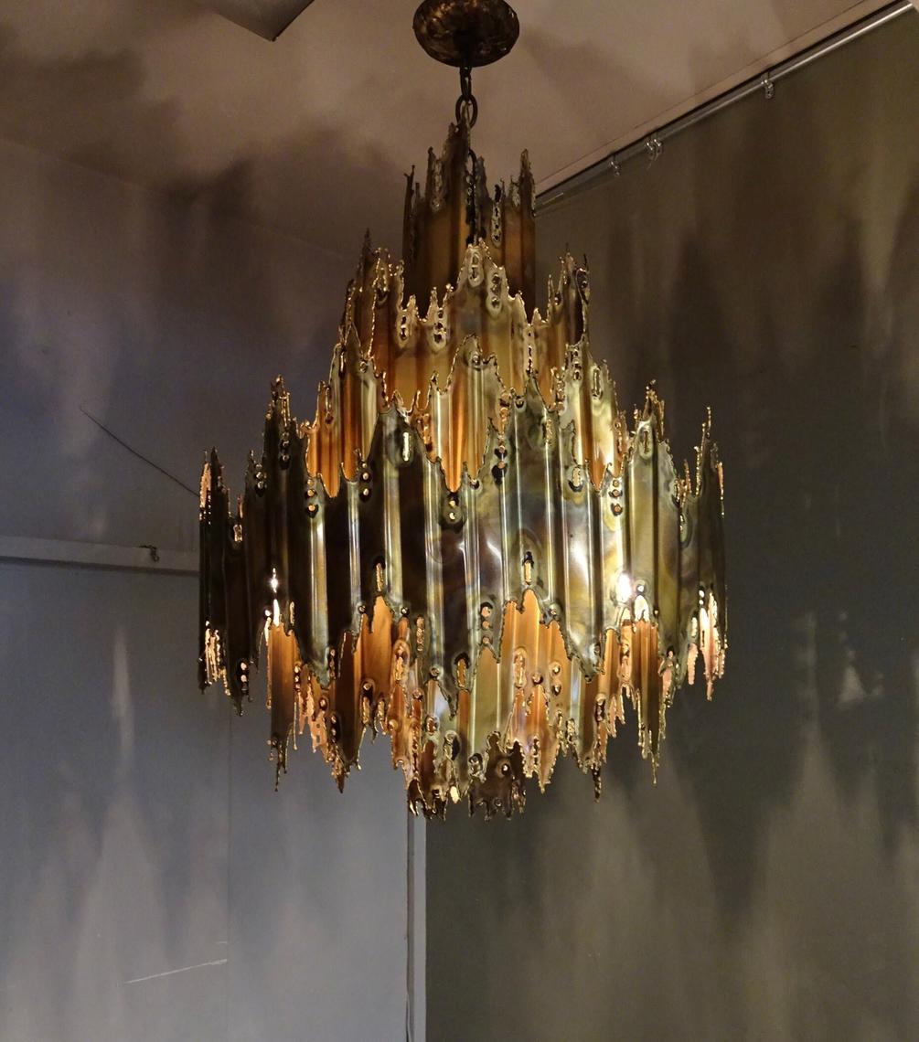 Tom Greene Ceiling Light Brutalist Chandelier Machine Age New