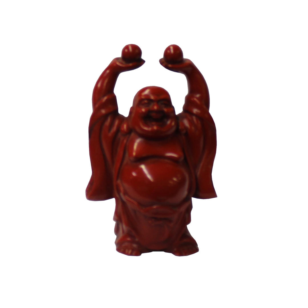 Chinese Handmade Red Lacquer Resin Happy Buddha Figure ws978E | Golden ...
