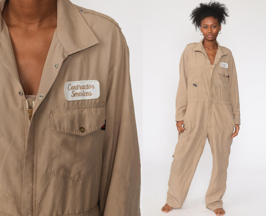 Tan Boiler Suit 80s Coveralls Pants Jumpsuit Boilersuit Workwear ...