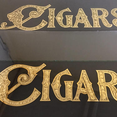 Cigars sign acid etched glass gold leaf | Curbside Salvage | Oak Park, IL