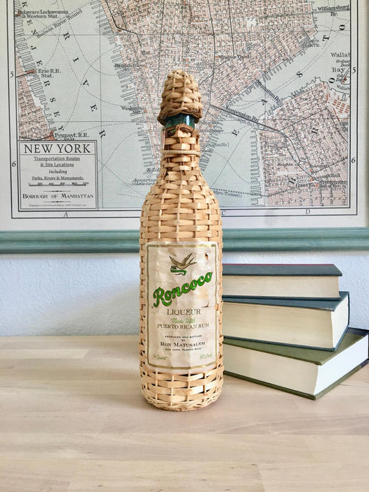 Roncoco Liqueur Vintage Bottle - 1960s - Wicker Casing, Puerto Rican ...