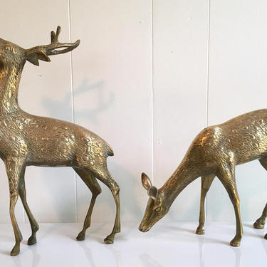 1960s Vintage Pair of Brass Deer Large Reindeer | Check Engine Vintage ...