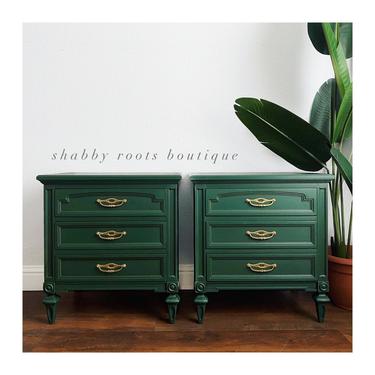 NEW! Set of Emerald Green Nightstands - set | Shabby Roots Boutique ...