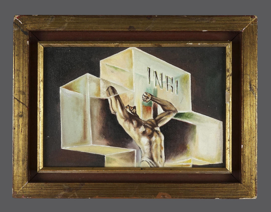 INRI Jesus Christ Crucifixion Acrylic Painting Vintage Art | Vintage ...