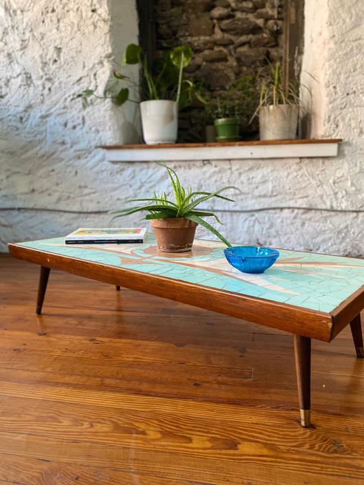 Mid century tile top coffee table store