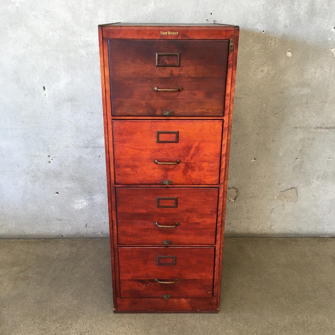 Vintage Shaw Walker Four Drawer Wooden File Cabinet | Urban Americana ...