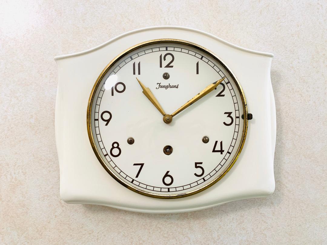 Mechanic Mid Century Wall Clock, Junghans Ceramic Wall Clock Vintage ...