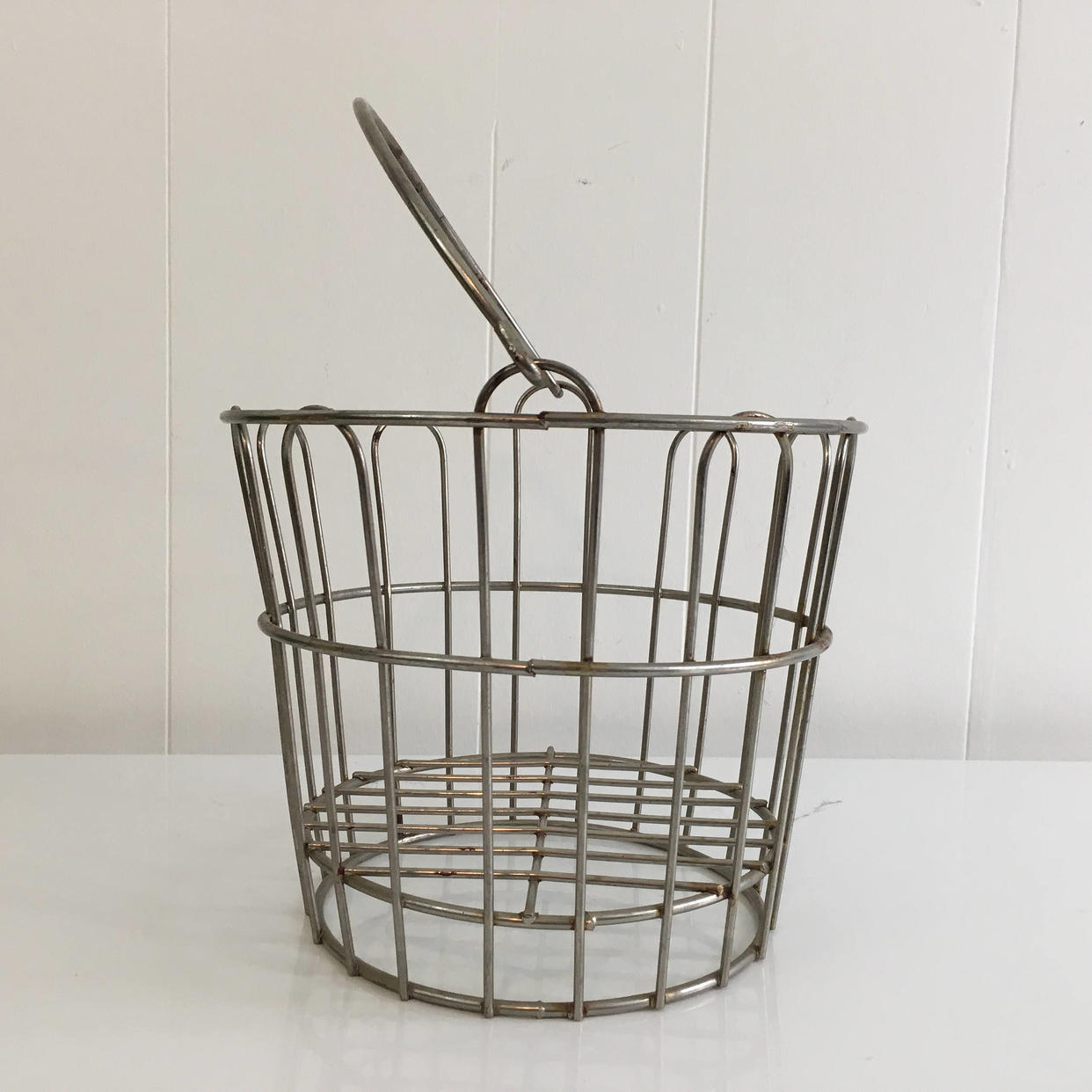 Vintage Metal Wire Basket Storage Pail Handle Box | Check Engine ...