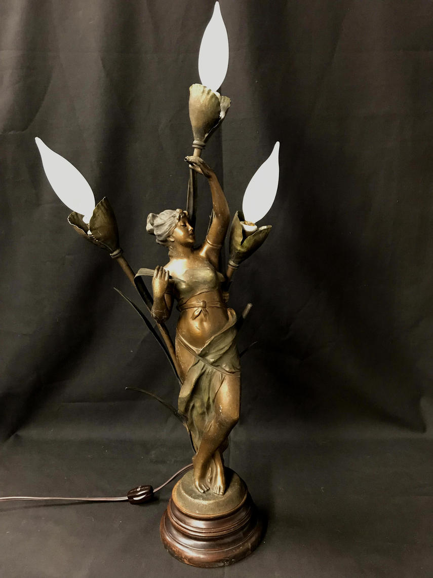 Art Nouveau 1890's Lady Lamp Female Figure Restored Rewired 3638 | City ...