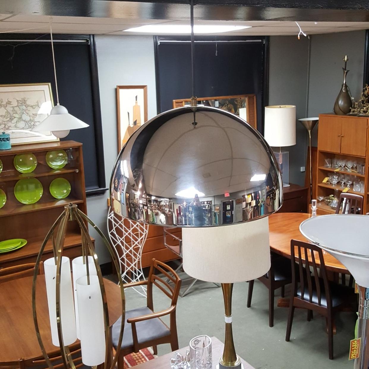 Mid-century chrome mushroom light fixture | Peg Leg Vintage ...
