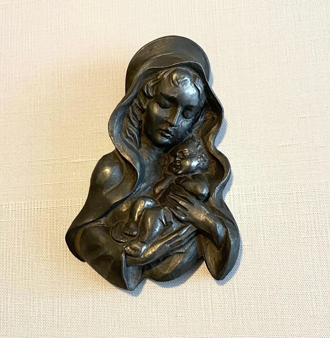 Vintage Zinn-Relief Handarbeit Mother Mary virgin Mary Wall Plaque ...
