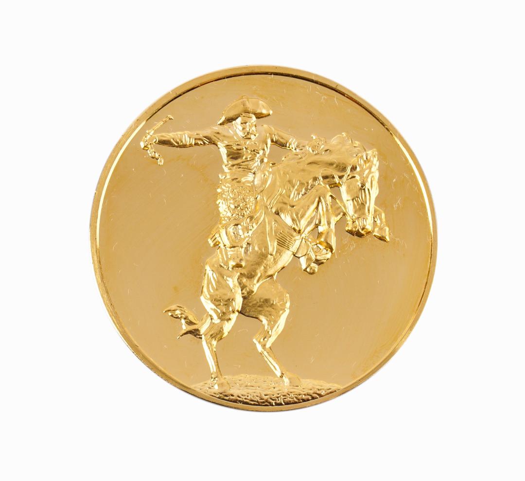 24k Gold Plated Bronze Medal Coin The Bronco Buster Frederic | Vintage ...