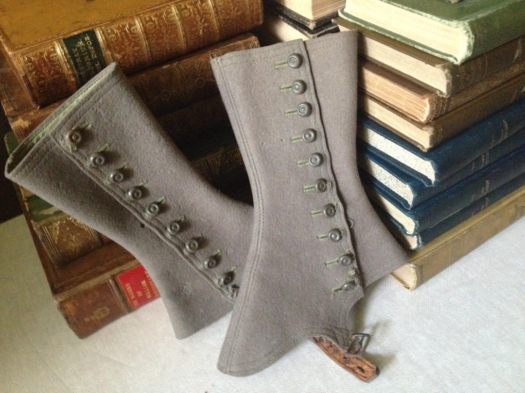 Antique Brown Wool & Leather Boot Spats // Ladies | Jan's Vintage Stuff ...