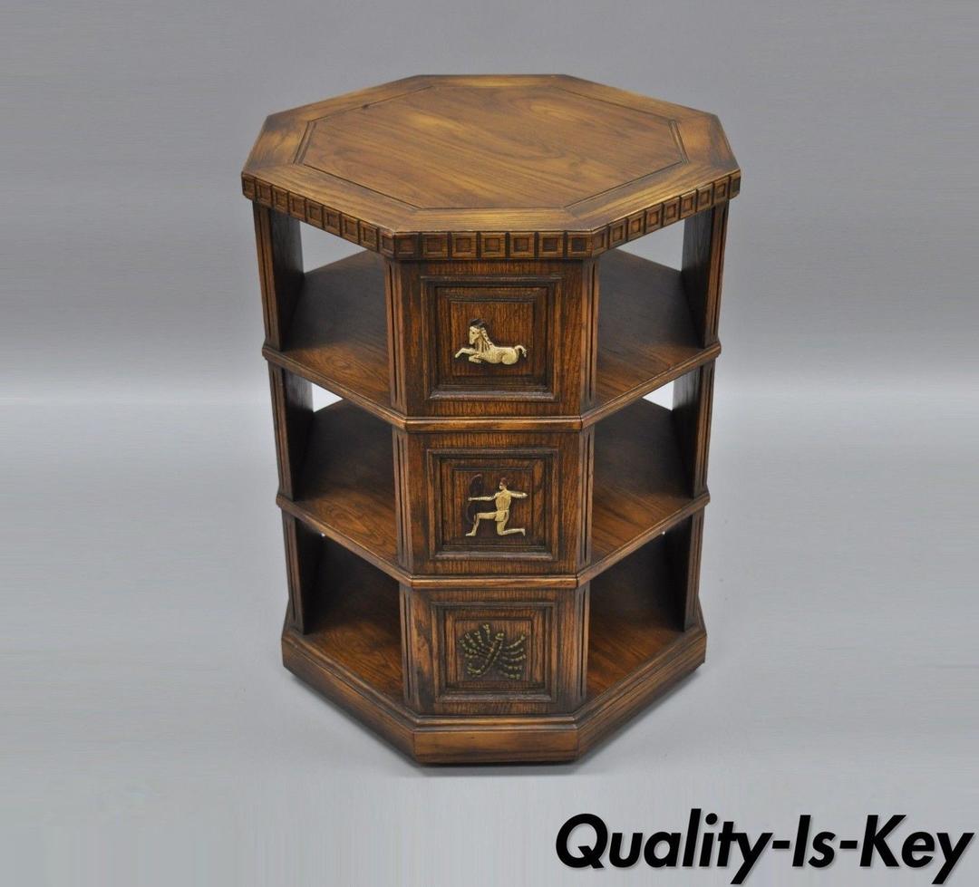 Romweber Viking Oak Zodiac Octagonal Occasional Revolving Bookcase Side ...
