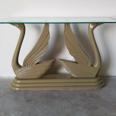 Vintage Sculptural Double Swan Console Table W/ Glass Top | Miami ...