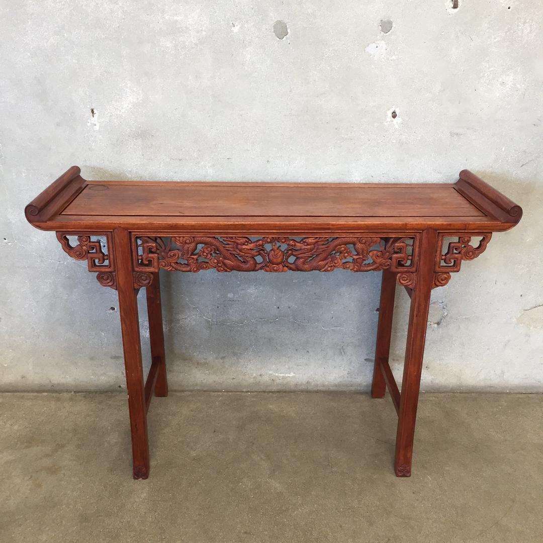 Mid Century Modern Wood Carved Altar Table | Urban Americana | Long ...