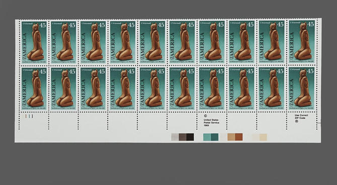 Set of 20 1989 45c Key Marco Cat Carved Wooden Figure Stamp Sheet ...