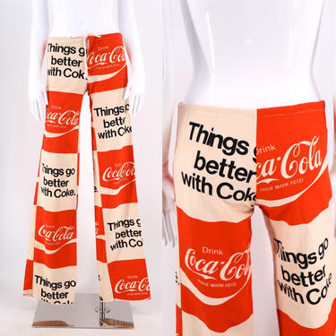 70s Coca Cola novelty print pants / vintage 1970s logo print | Ritual ...