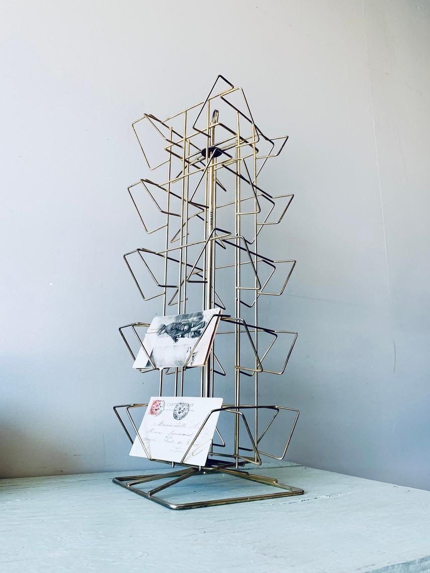 Vintage Tabletop Gold Card Rack Spinner | Gold Card Rack Spinner ...