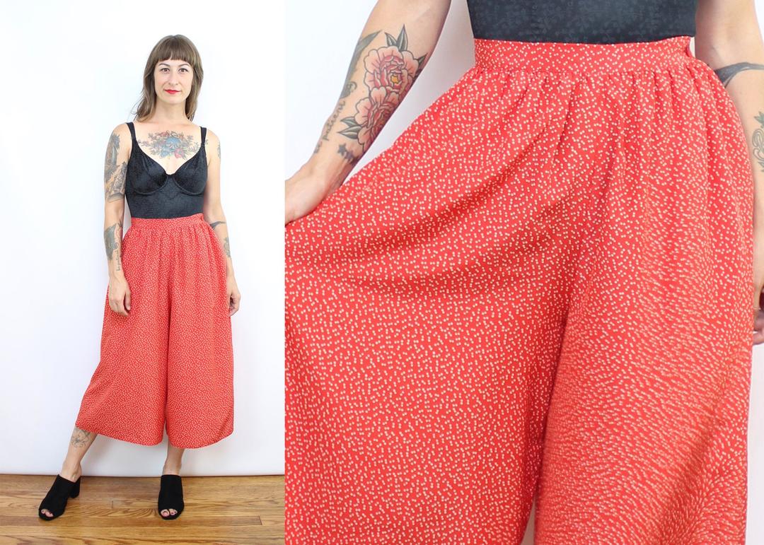 Vintage 90's Red and White Polka Dot Culottes / 1990's Wide | Ruby ...