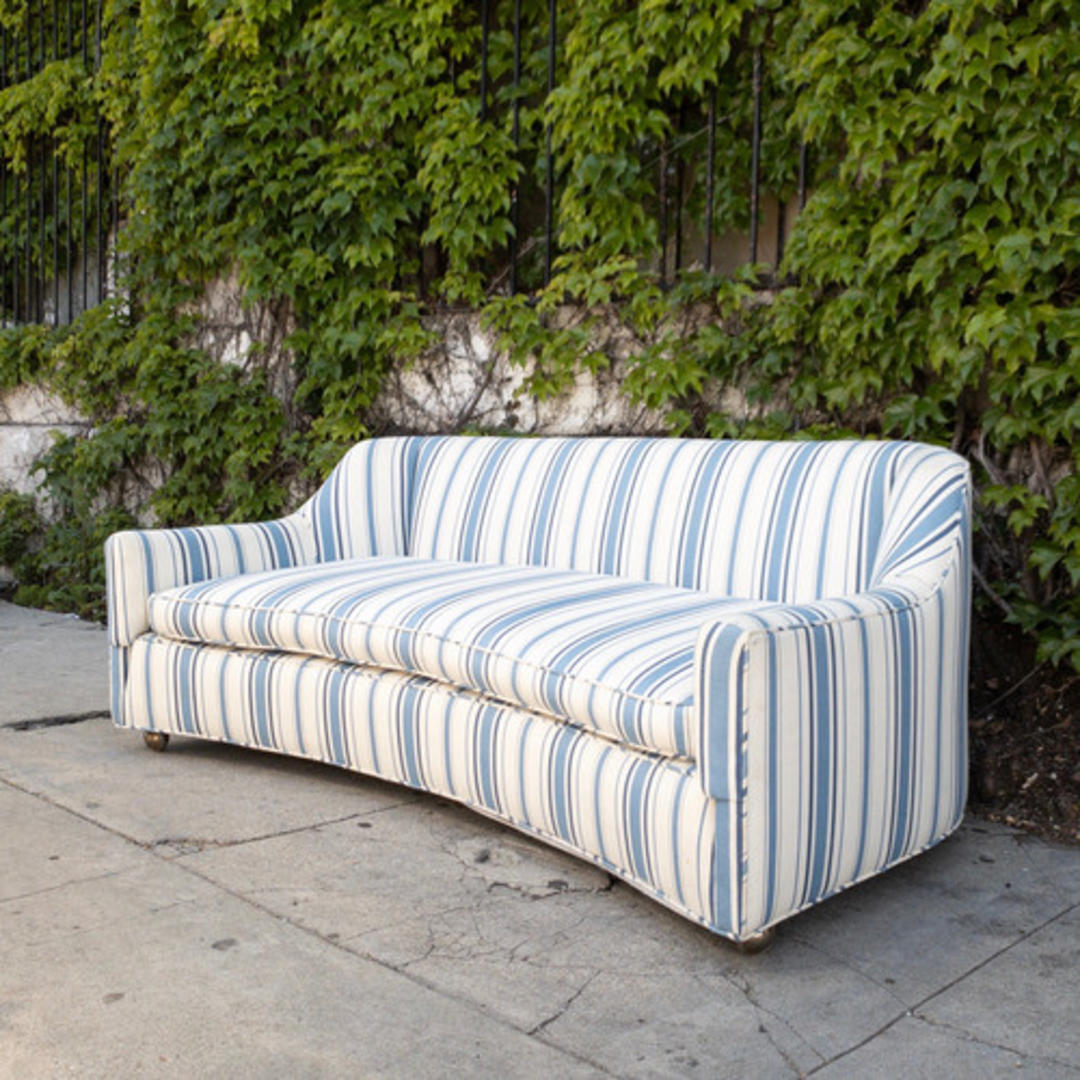 Vintage Blue Striped Rolling Sofa | Sunbeam Vintage | Highland Park ...