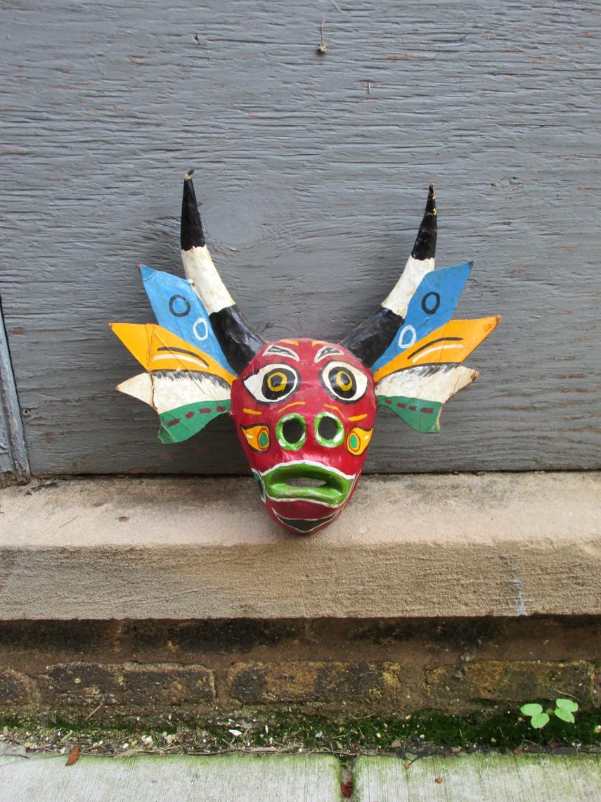 Papier Mache Mask Winged Horned Devil Mask - Masquerade Mask | Fly ...