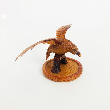 Vintage 1970s Chinese Wicker Bird Sculpture | Sergeant Sailor | Vallejo, CA