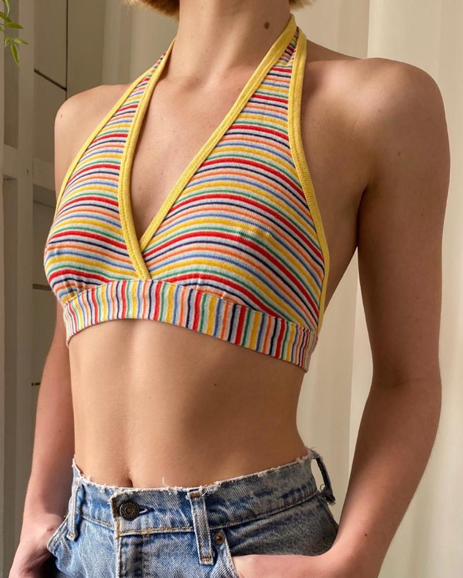 70s Striped Halter Top | Lucky Vintage | University District - Seattle, WA